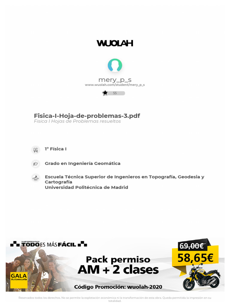 Wuolah Free Fisica I Hoja de Problemas 3 | PDF | Ciencias Naturales | Ciencias de la Tierra
