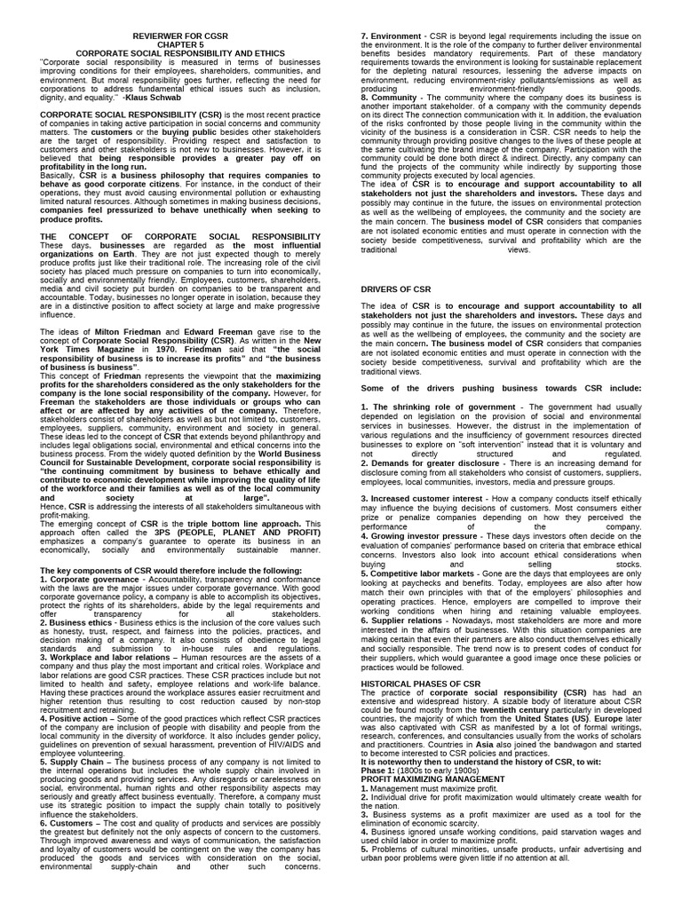 Final Revierwer in CGSR | PDF | Corporate Social Responsibility ...