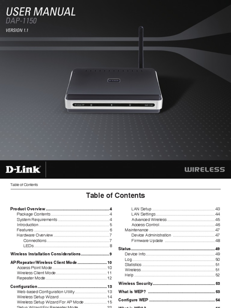 DAP-1150_A1_Manual_1.10(B) | Wireless Lan | Wireless Access Point