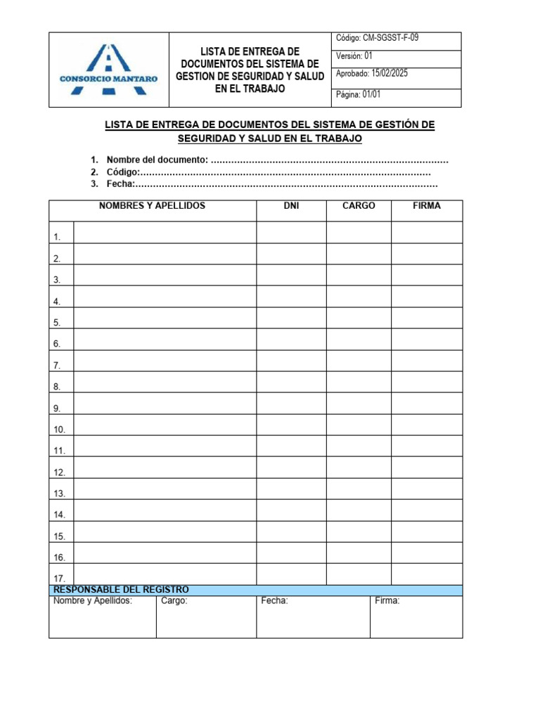 Entrega de Documentos SGSST | PDF