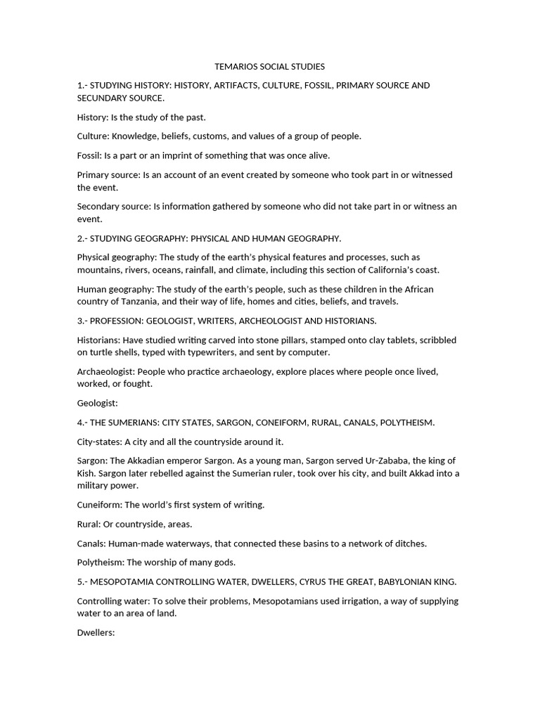 Temarios Social Studies | PDF