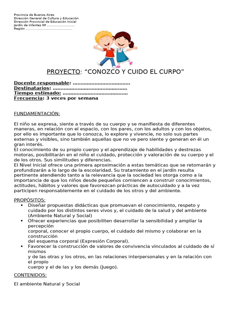 El Cuerpo | PDF | Educación de la primera infancia