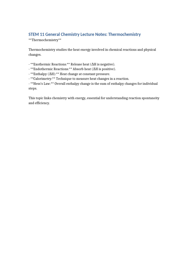 STEM11 GenChem 6 Thermochemistry | PDF