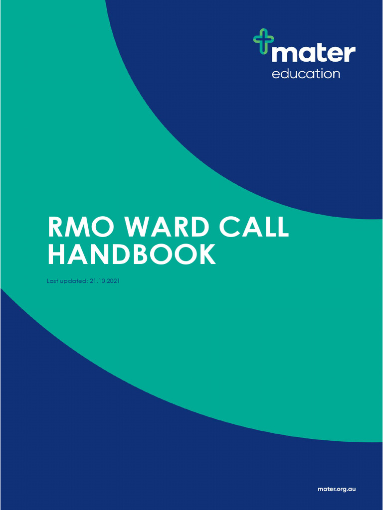 RMO Ward Call Handbook 2021 1 | PDF | Intensive Care Unit | Residency ...