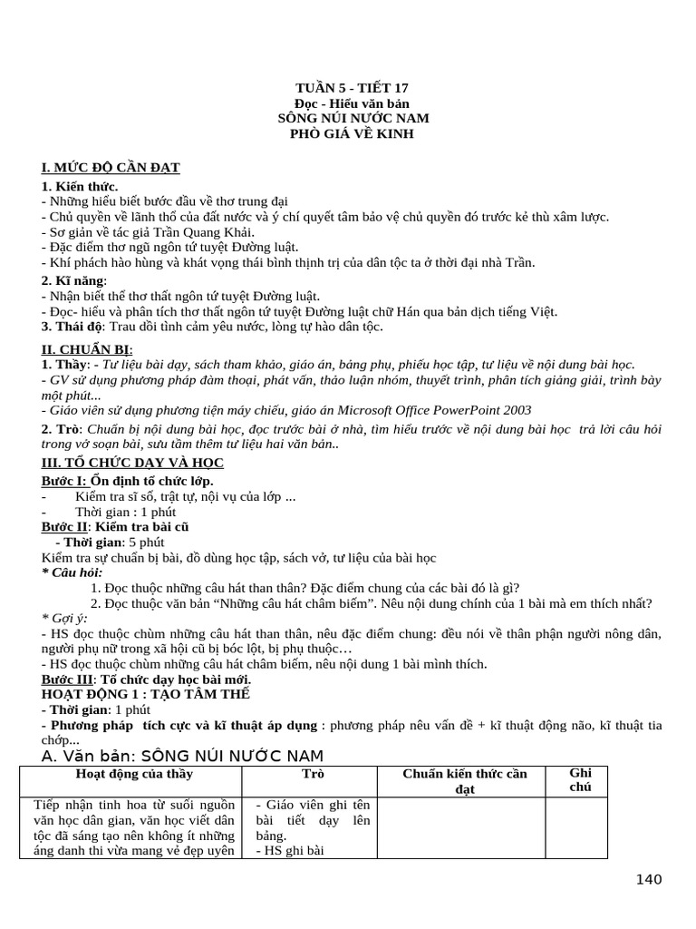 Bai 5 Song Nui Nuoc Nam Nam Quoc Son Ha | PDF