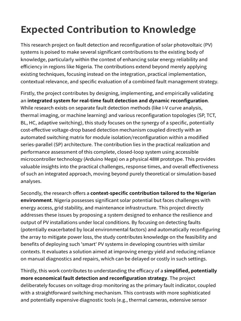 Expected Contribution to Knowledge | PDF | Photovoltaics | Photovoltaic ...