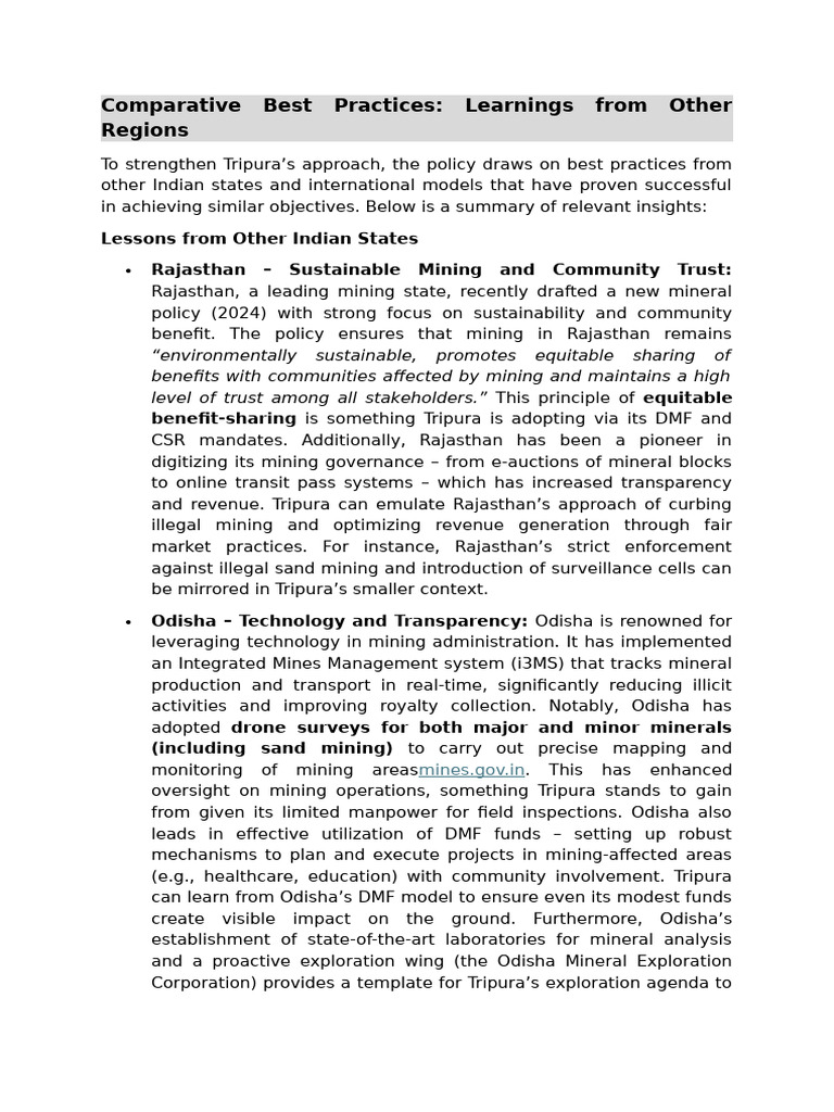 Comparative Best Practices | PDF | Mining | Environmental Impact Assessment