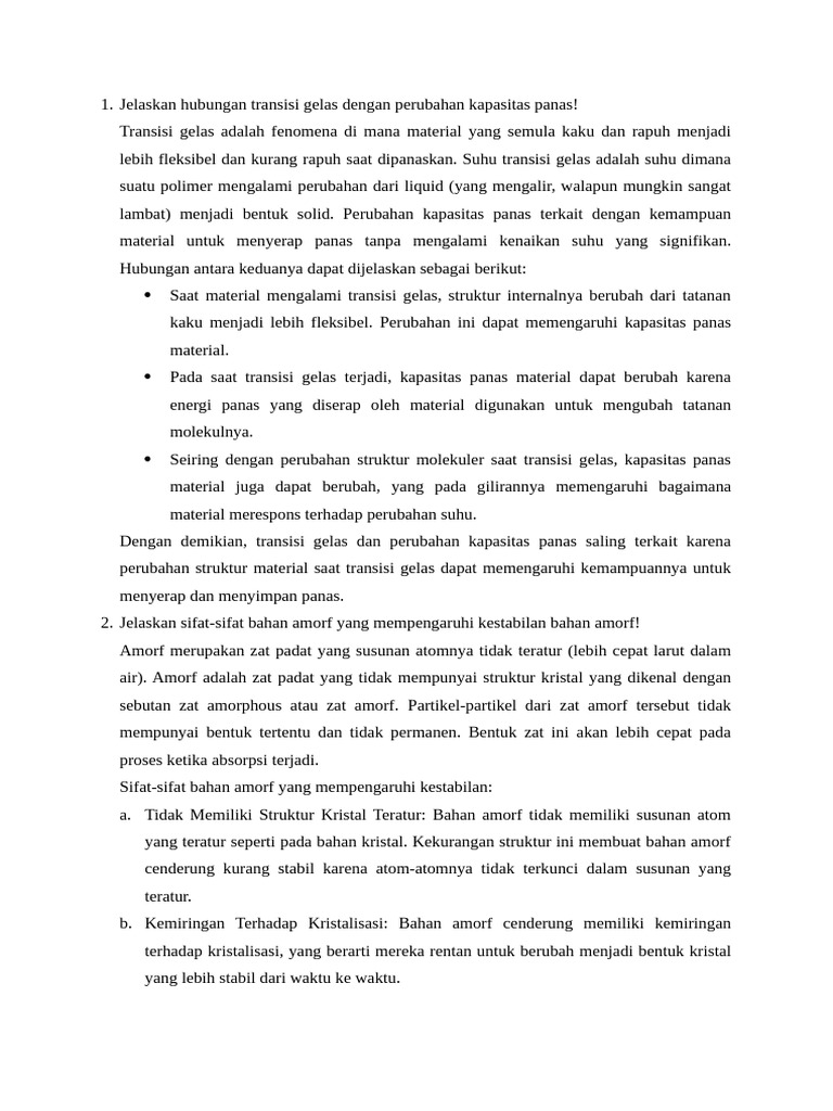 Hubungan Transisi Gelas dan Kapasitas Panas | PDF