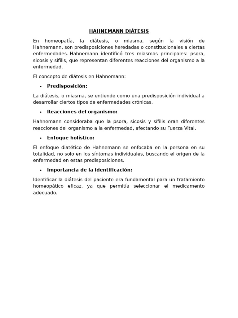 HAHNEMANN DIÁTESIS | PDF | Homeopatía | Medicina