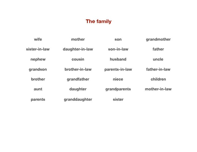 Family Vocabulary Words | PDF