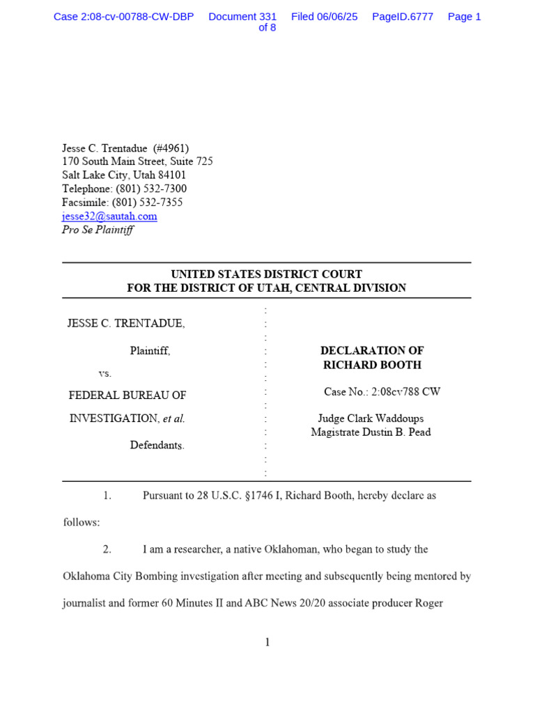 Booth Declaration Ecf 331 | PDF