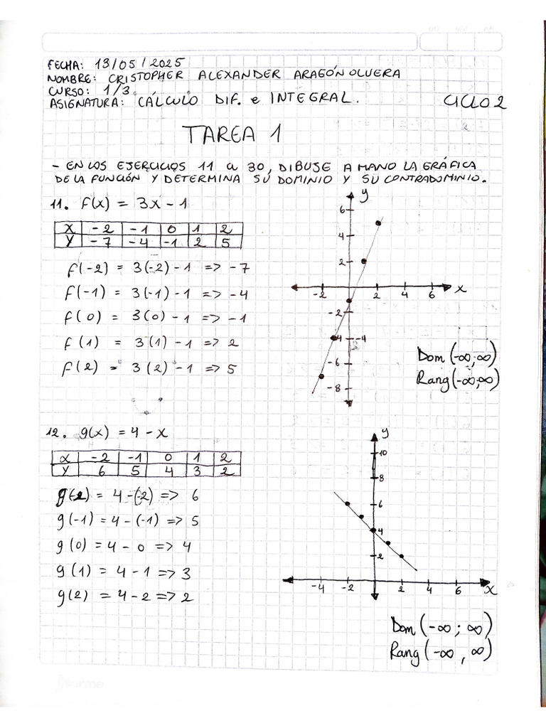 Tarea Calculo, Graficas de Funciones | PDF