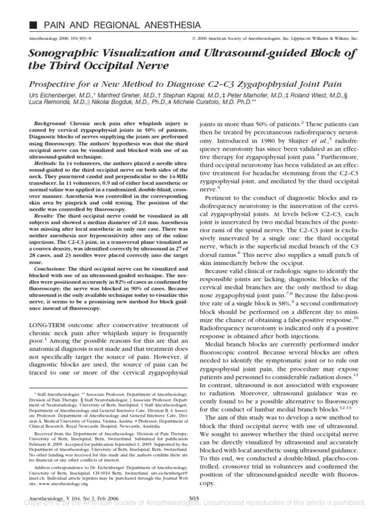 06 CERVICAL Ton Curatolo y Bogduk US | PDF | Medical Ultrasound ...