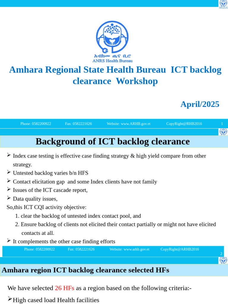 1.amhara Region ICT Backlog Clearance Workshop | PDF