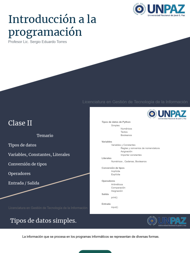 clase_2 | PDF | Tipo de datos | Variable (informática)