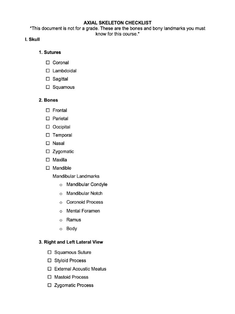 Bone Lab Checklist | PDF