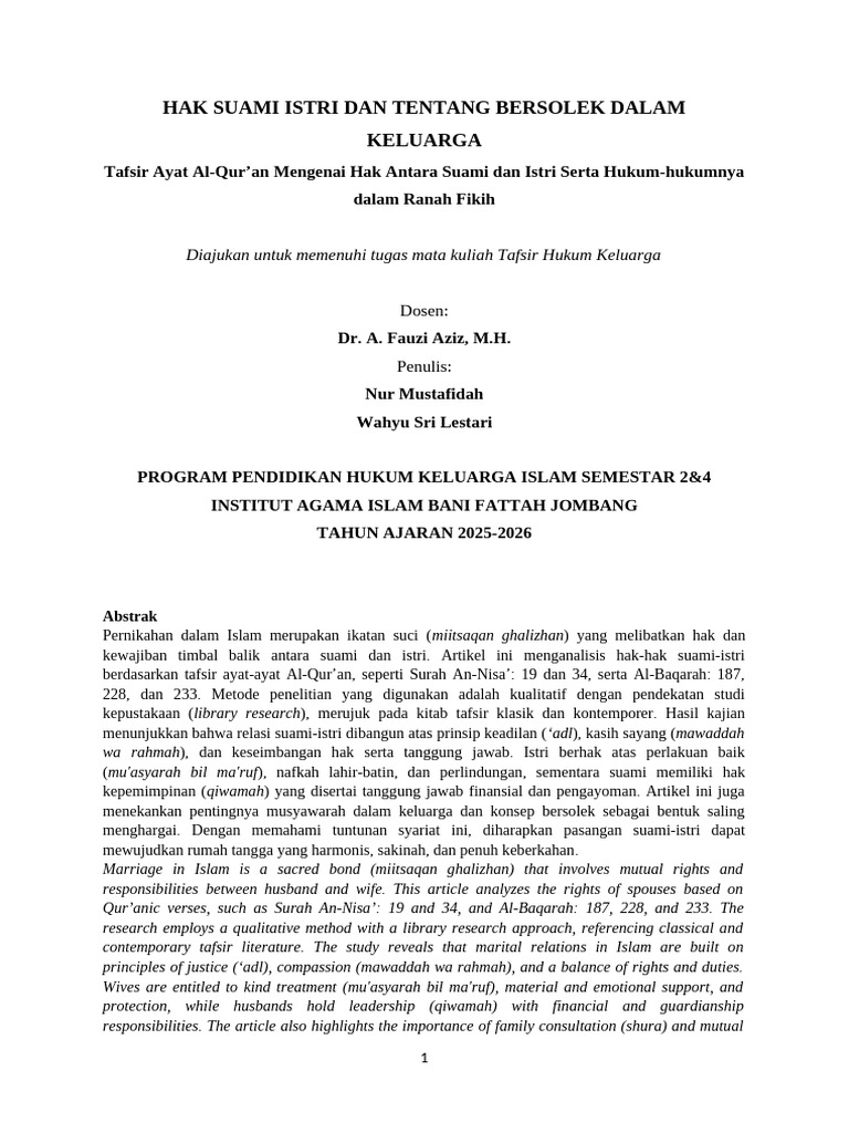 Hak Suami Isri Dan Tentang Bersolek Dalam Keluarga | PDF