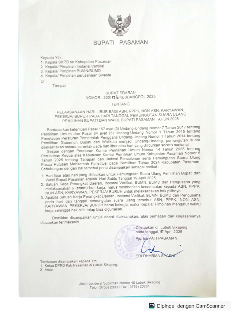 Surat Edaran Libur PSU | PDF