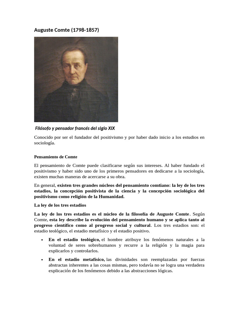 Auguste Comte | PDF | Positivismo | Sociología