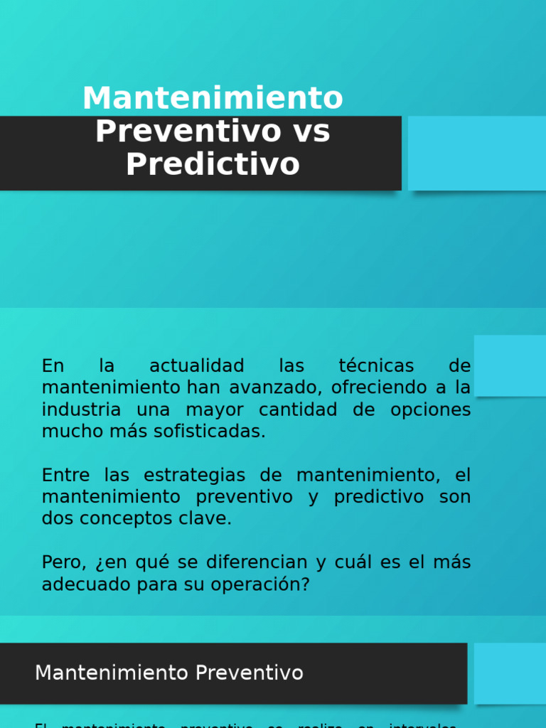 Diferencias Entre Mantenimiento Preventivo Y Predictivo Pdf