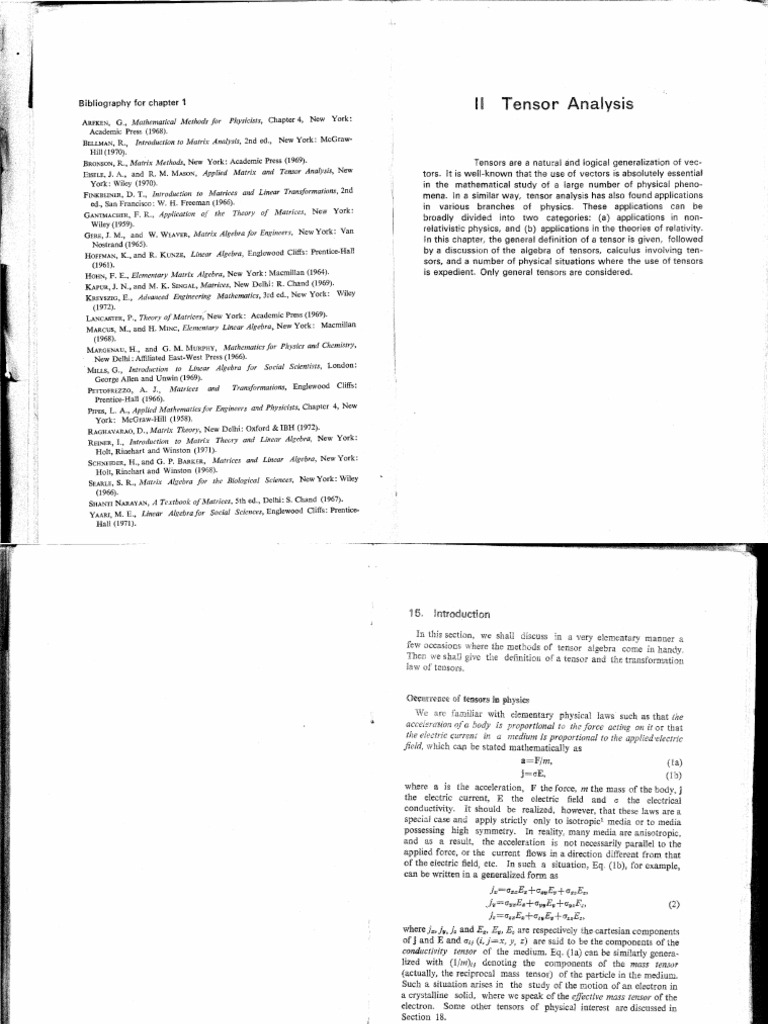 Tensor Analysis AW Joshi Small Size | PDF