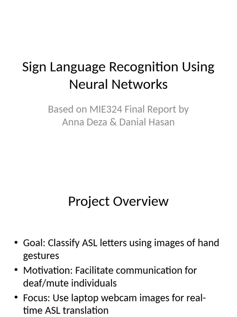 ASL Sign Language Recognition Presentation | PDF