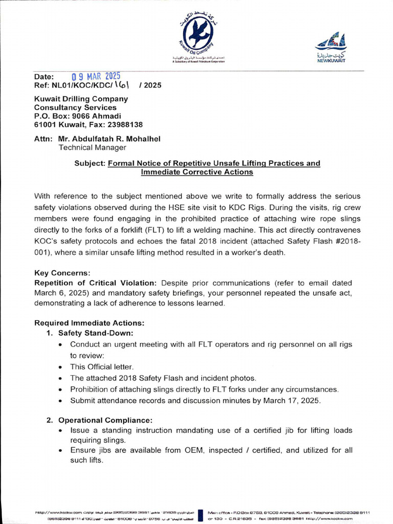 Unsafe Lifting Practices Notice 2025 | PDF | Transport | Manufactured Goods
