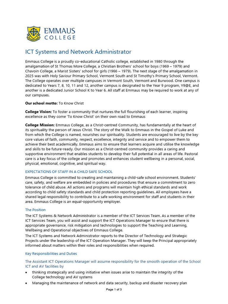 2025 ICT Systems and Network Administrator | PDF | Occupational Safety And Health | Safety