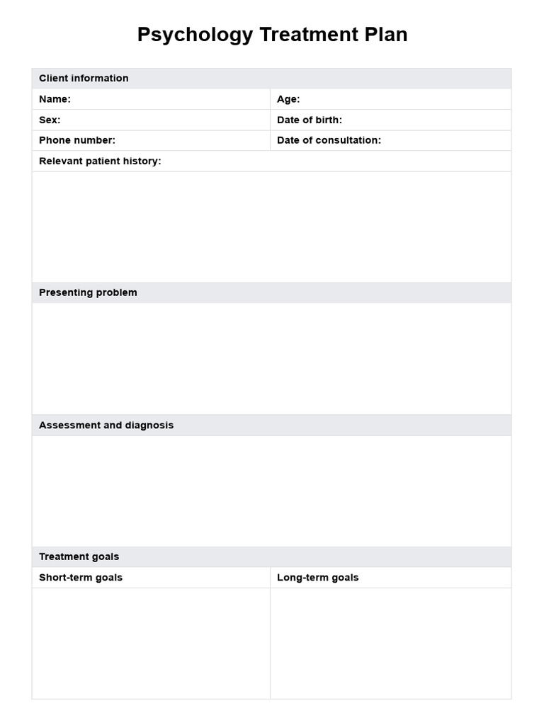 Psychology Treatment Plan | PDF