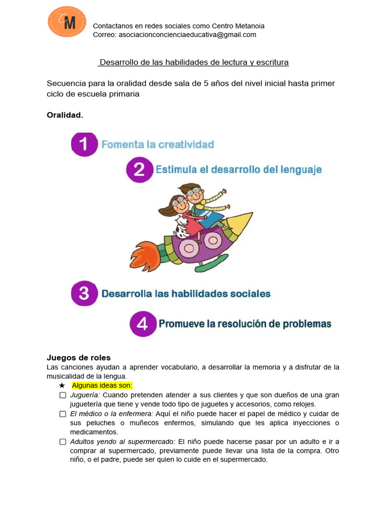 Desarrollo de Las Habilidades de Lectura y Escritura | PDF | Juguetes