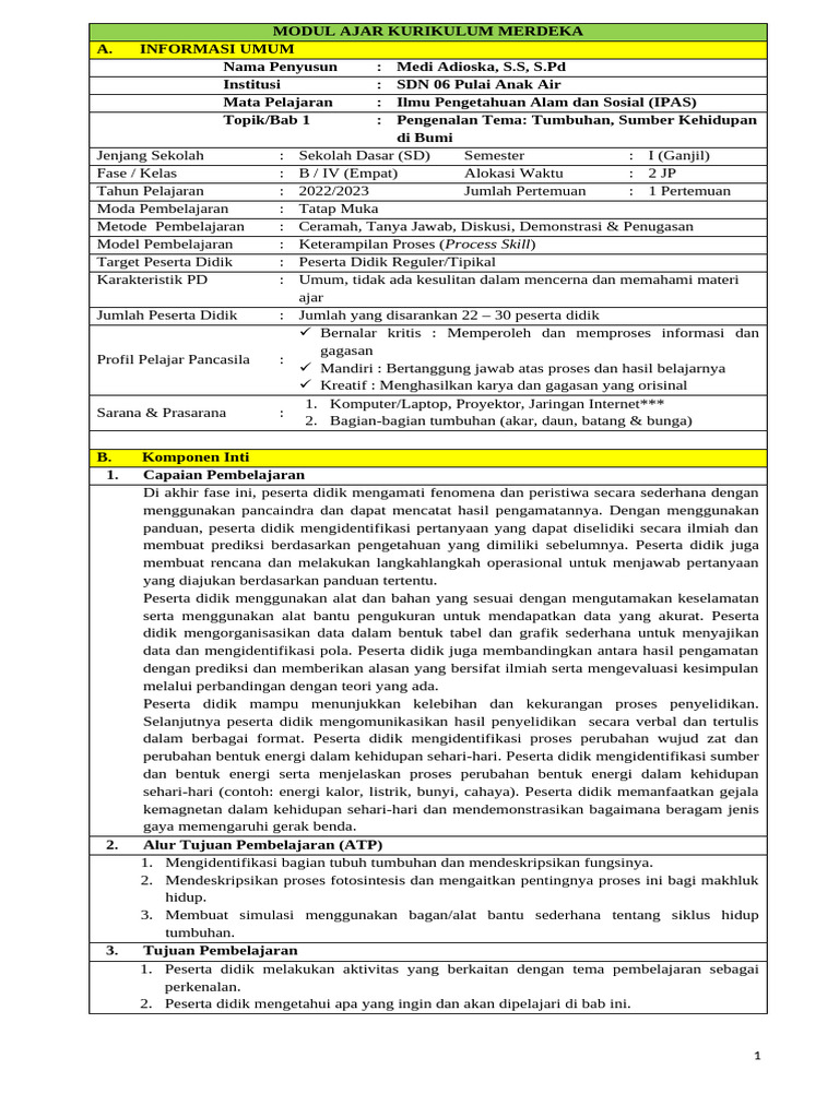 Ma Ipas KLS Iv SMS 1 | PDF