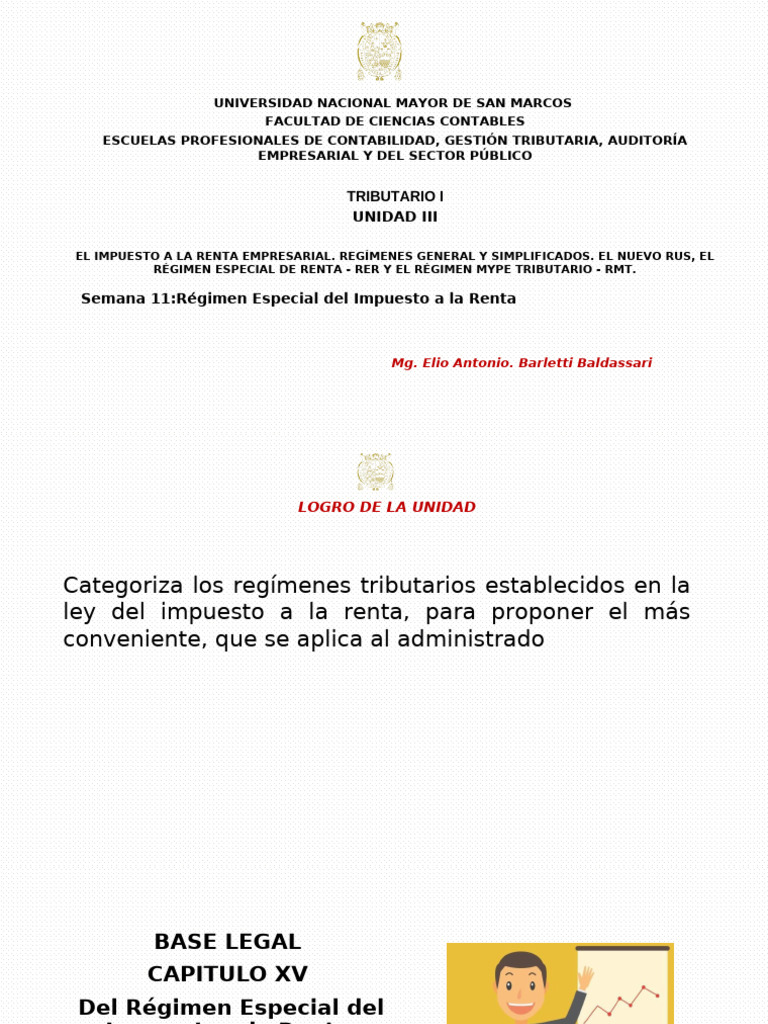 Semana 11 Régimen Especial Del Imp Rta | PDF | Impuestos | Contabilidad