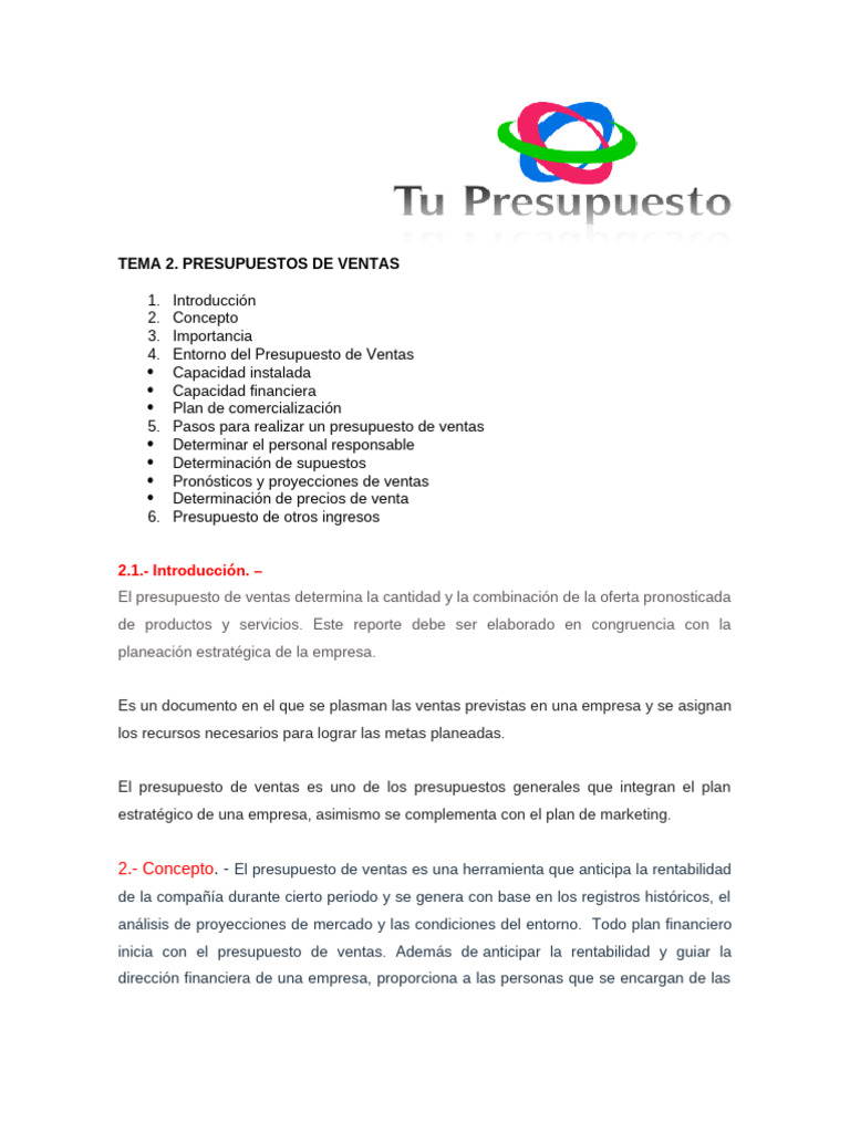TEMA 2 Presupuestos | PDF | Presupuesto | Business