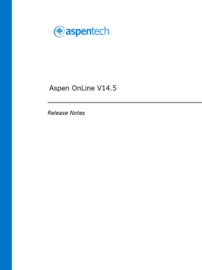 Aspen OnLine V14.5 Release Notes | PDF | Software | Trademark