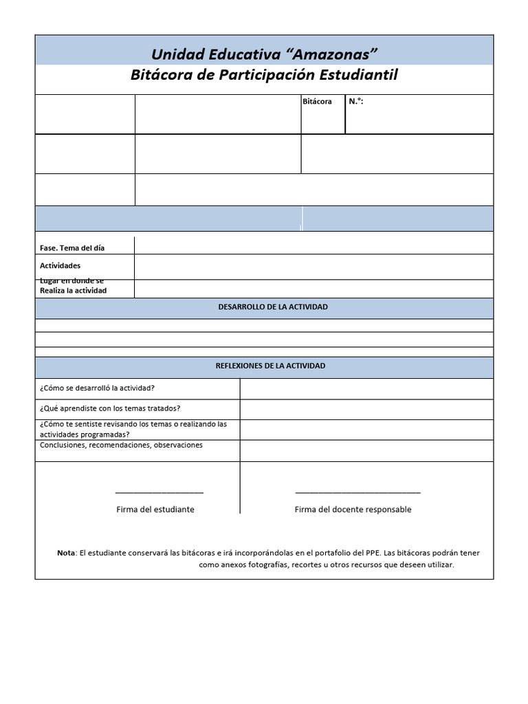 Hoja de Bitacora | PDF