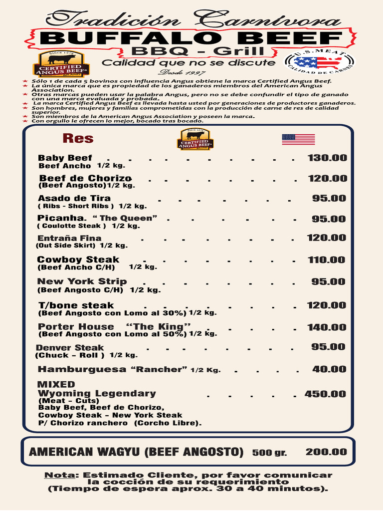 Carta - Buffalo Beef | PDF