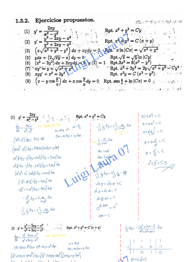 Ecuaciones Diferenciales - Guía Práctica - Ejer 1.3.2. | PDF