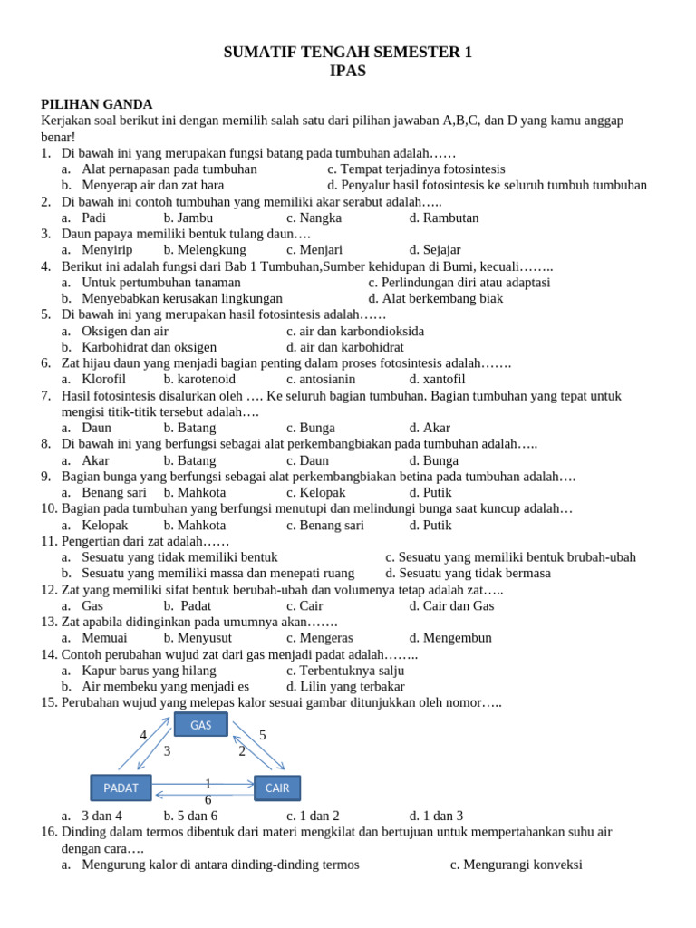 Sumatif Tengah Semester 1 Ipas Kelas 4 | PDF