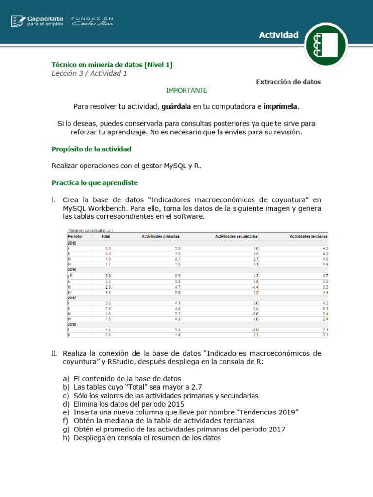 Lección 3 / Actividad 1 | PDF | Bases de datos | Mi sql