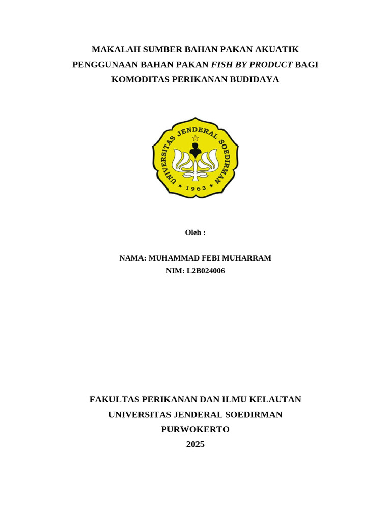 Makalah Sumber Bahan Pakan Akuatik - Penggunaan Bahan Pakan Fish by ...