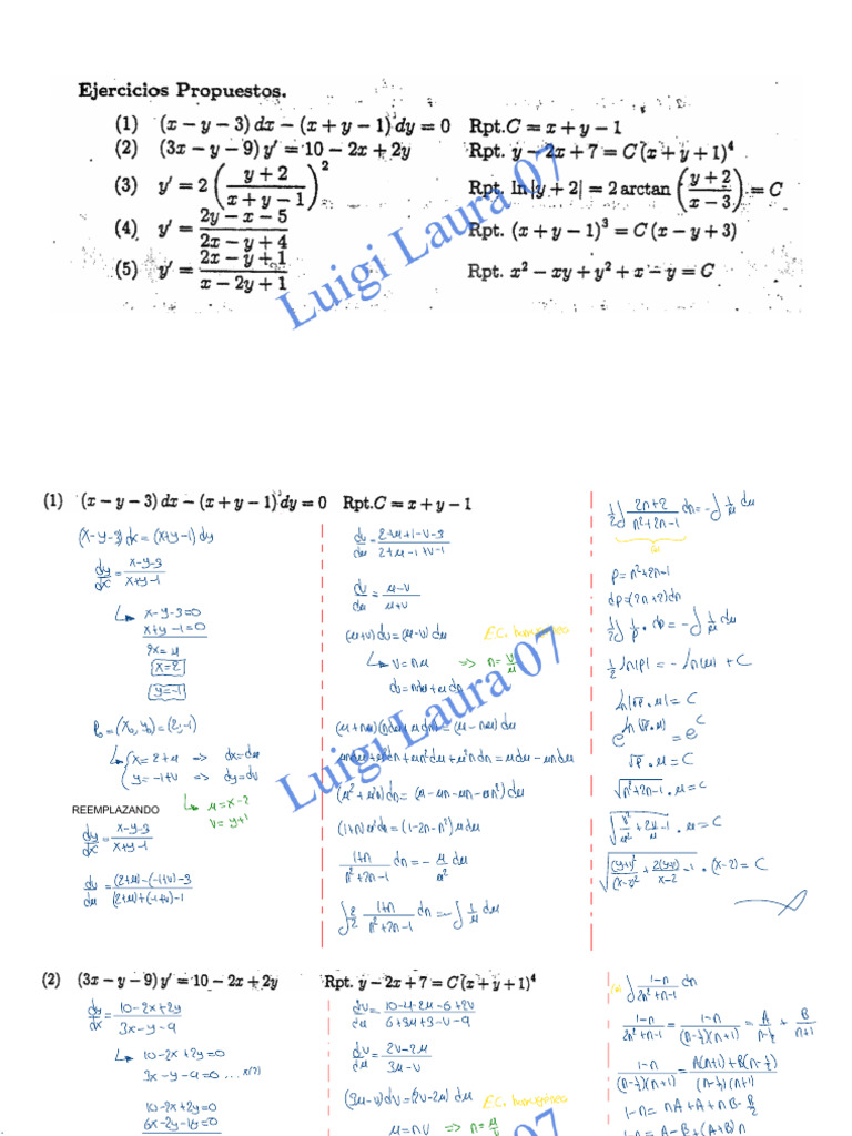 Ecuaciones Diferenciales - Guía Práctica - Ejer 1.3.3. | PDF