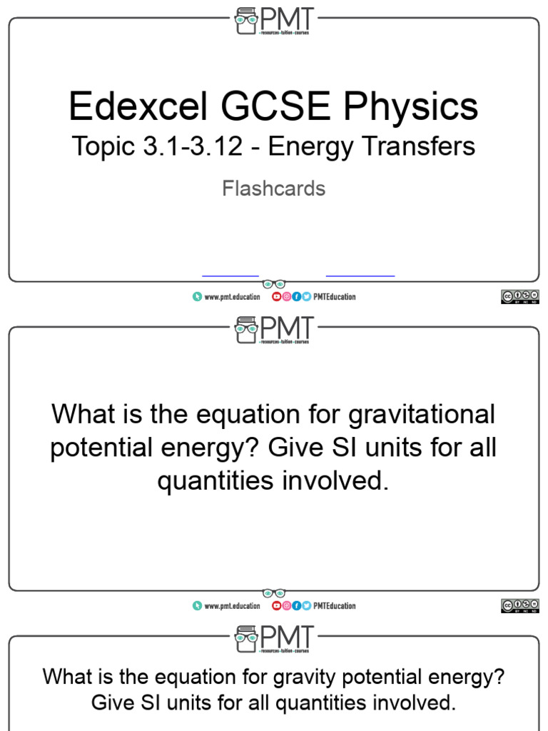 Flashcards - Topic 3 Energy Transfers - Edexcel Physics GCSE | PDF ...