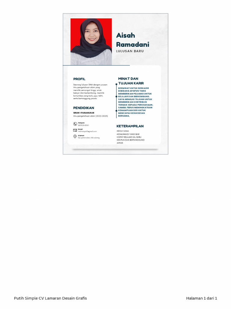 Putih Simple CV Lamaran Desain Grafis - 20250603 - 140028 - 0000 | PDF