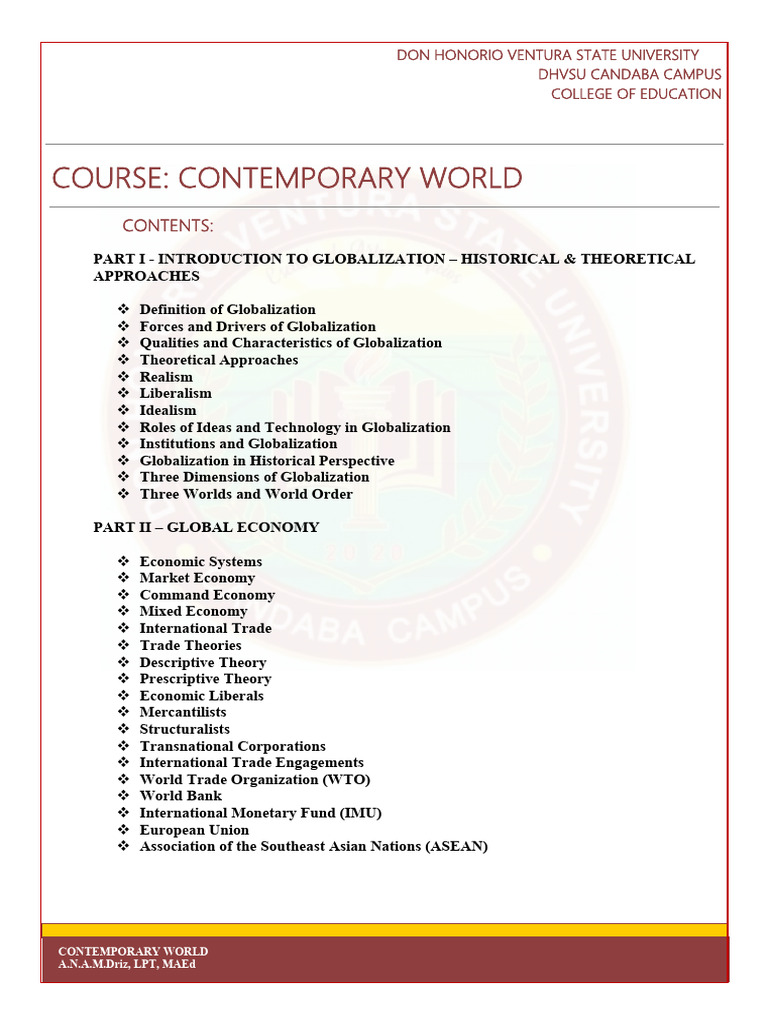 Contempo World Module | PDF | Globalization | Institution