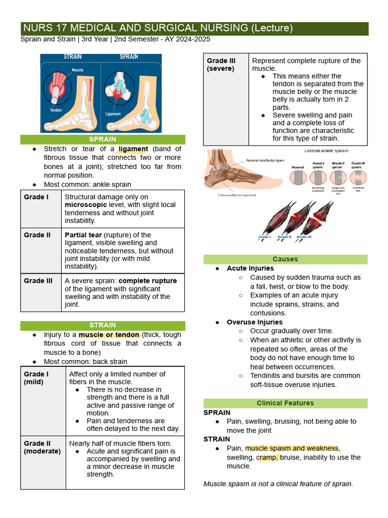 Understanding Sprains and Strains in Nursing | PDF | Musculoskeletal ...