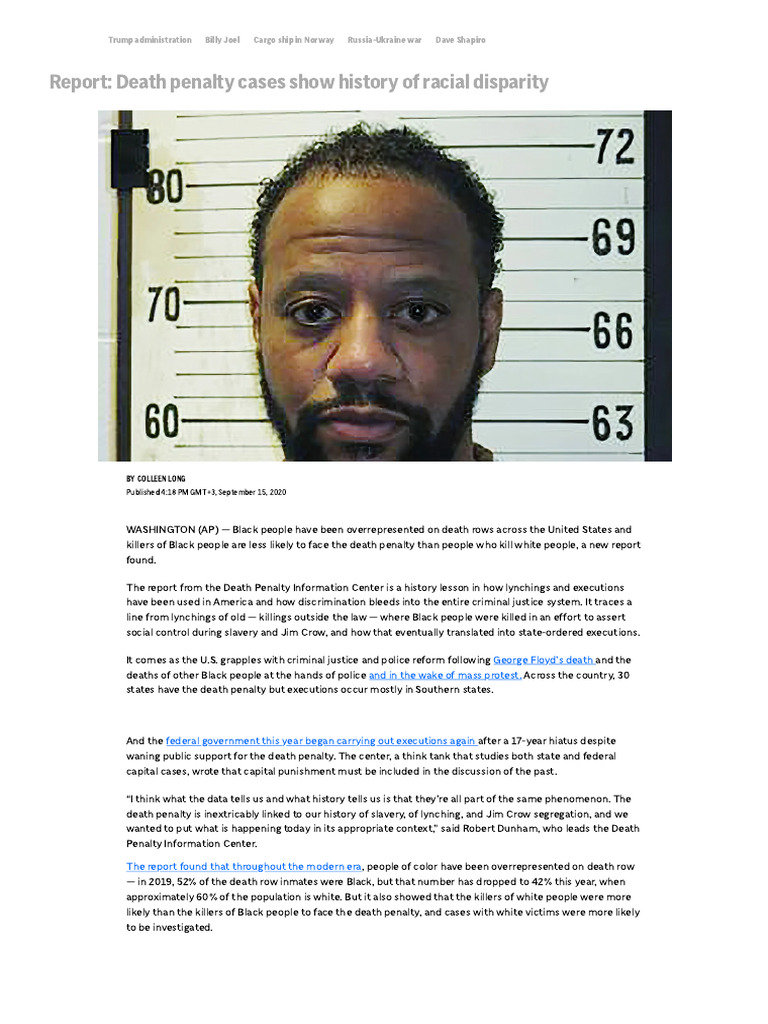 Report_ Death Penalty Cases Show History of Racial Disparity _ AP News ...