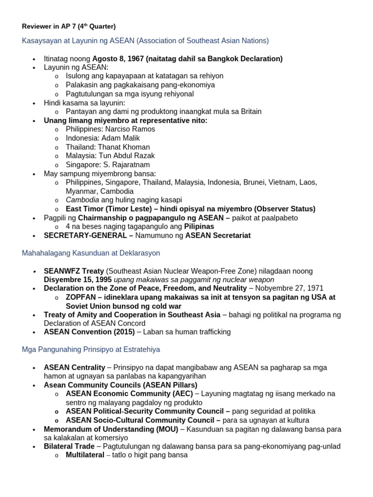 Reviewer in AP 7 (4th Quarter) | PDF