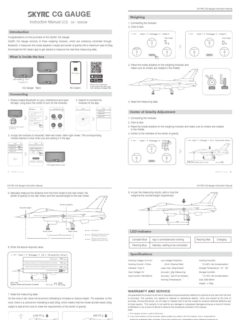 CG Gauge Instruction Manual EN V1.0 | PDF | Landing Gear | Weight