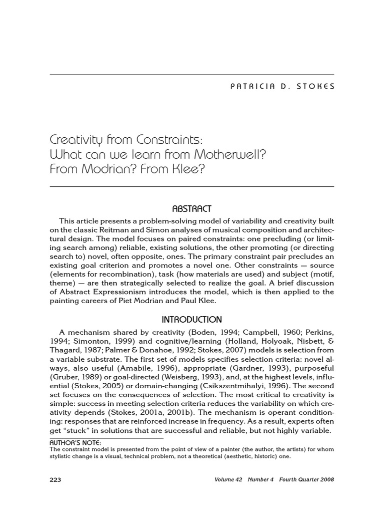Creativity From Constraints What Can We | PDF | Creativity | Abstract Art