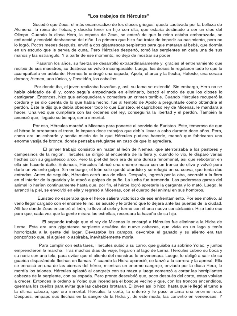 Los Trabajos de Hércules | PDF | Argonautas | Mitología griega
